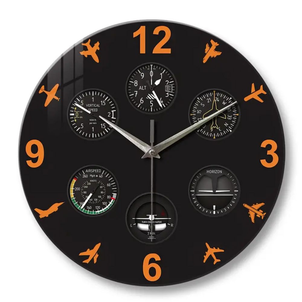 Flight Instrument Panel Aviation Clock | Premium