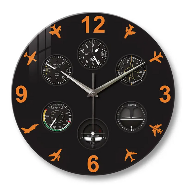 Flight Instrument Panel Aviation Clock | Premium